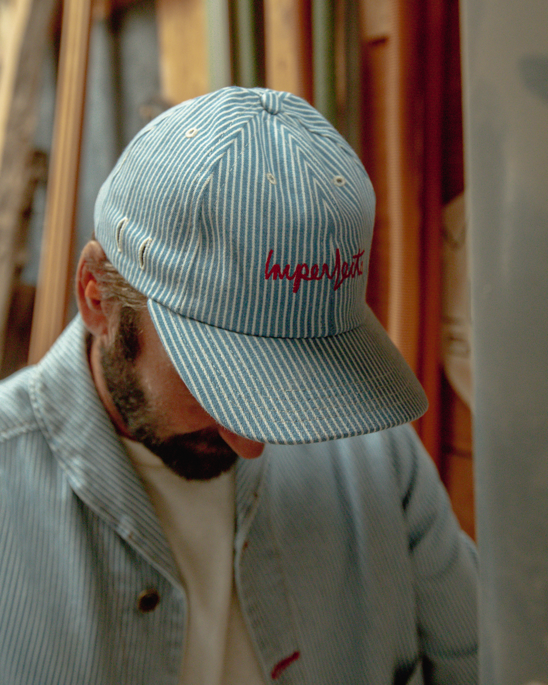 Director's Cap in Indigo Hickory Stripe {USA MADE} – Imperfects